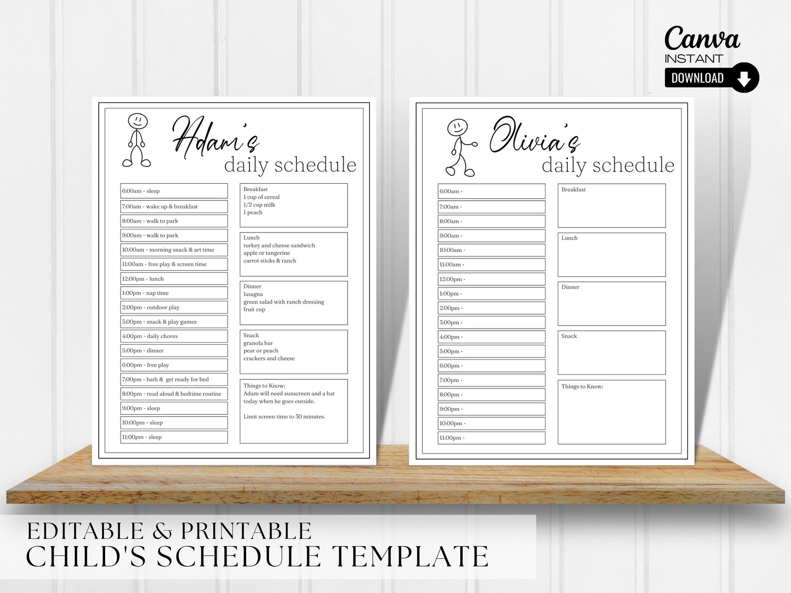 Editable Kids Daily Schedule Printable Kids Summer Schedule - Etsy
