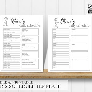 Editable Kids Daily Schedule Printable Kids Summer Schedule - Etsy