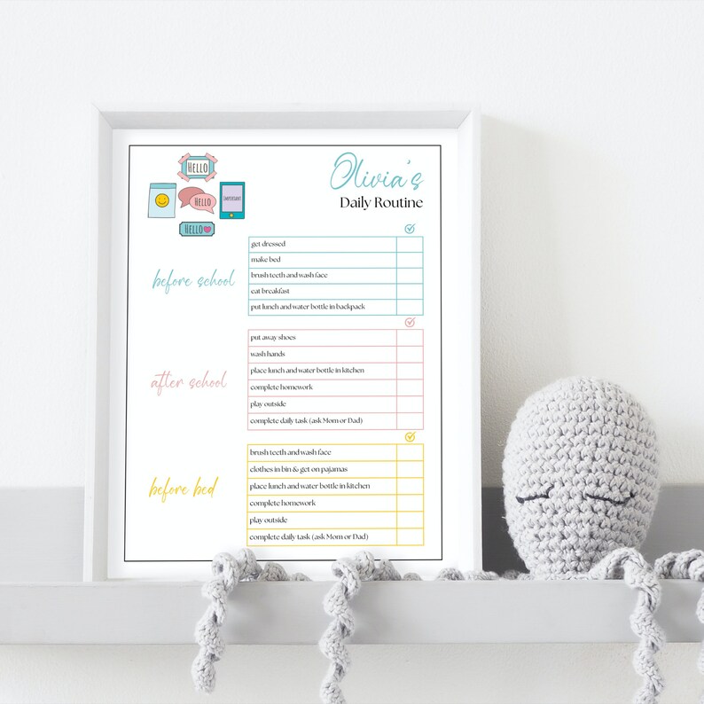 Editable Daily Routine Checklist for Kids, Printable Before and After ...