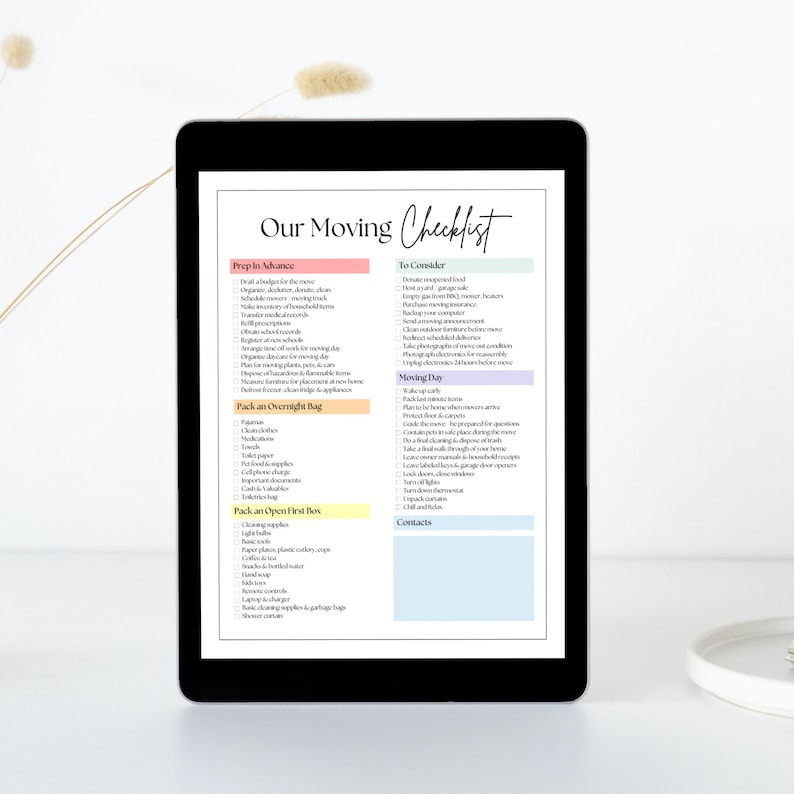 Editable Moving Checklist, Printable Moving Planner, Relocation to Do ...