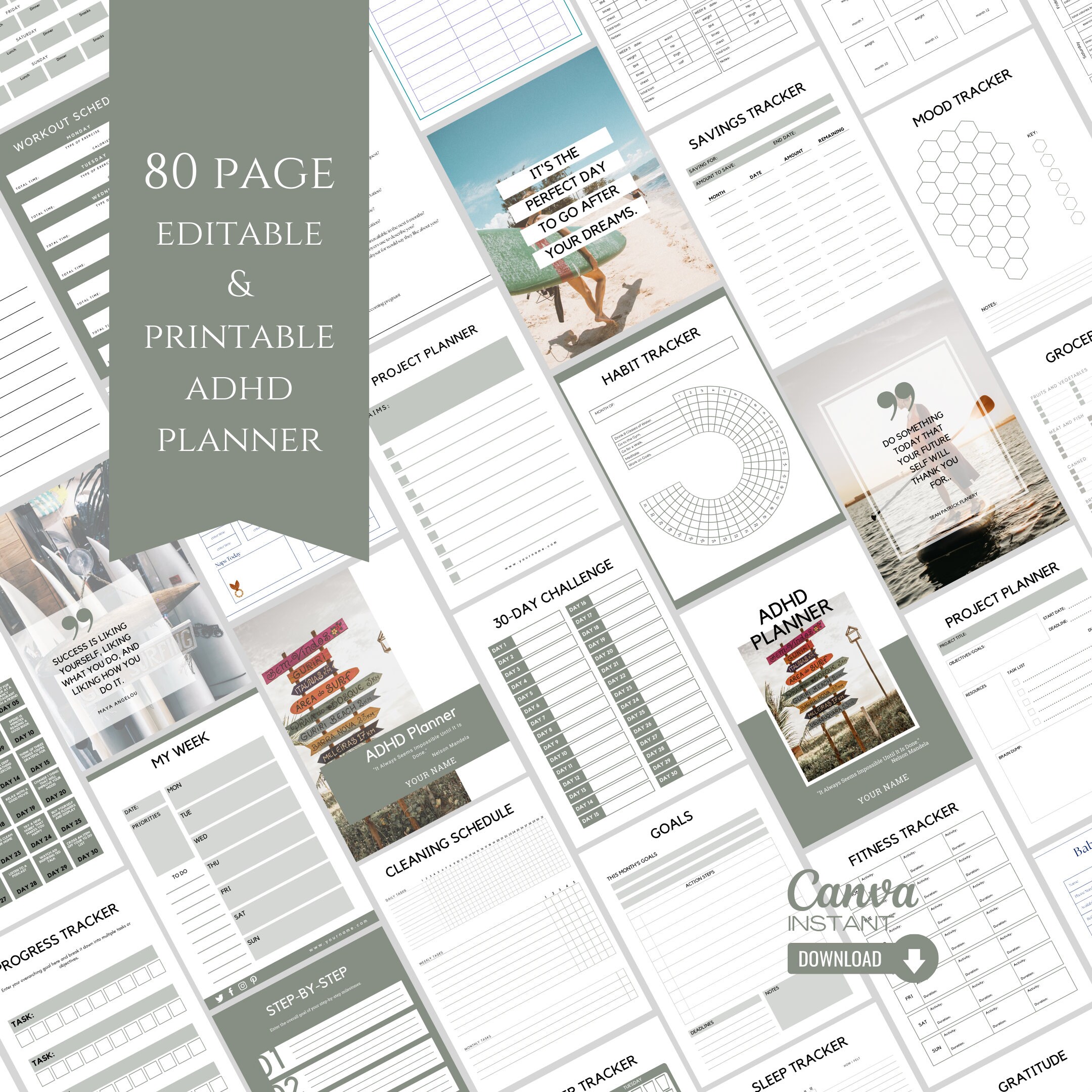 Editable ADHD Planner: Printable Adult Journal (digital Download) - Etsy UK