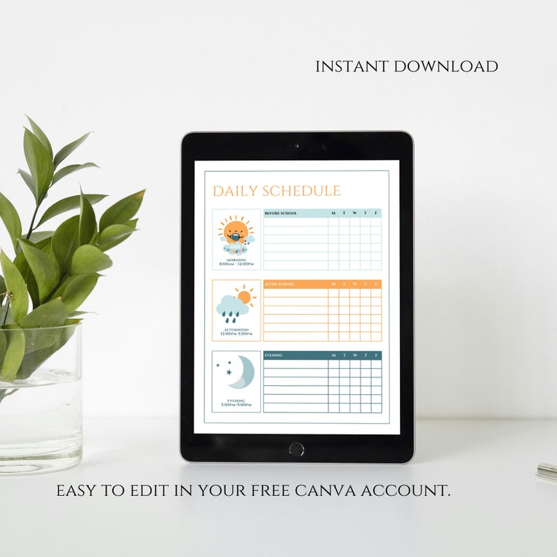 Editable Kids Daily Routine Checklist: Printable Chore Chart (canva ...