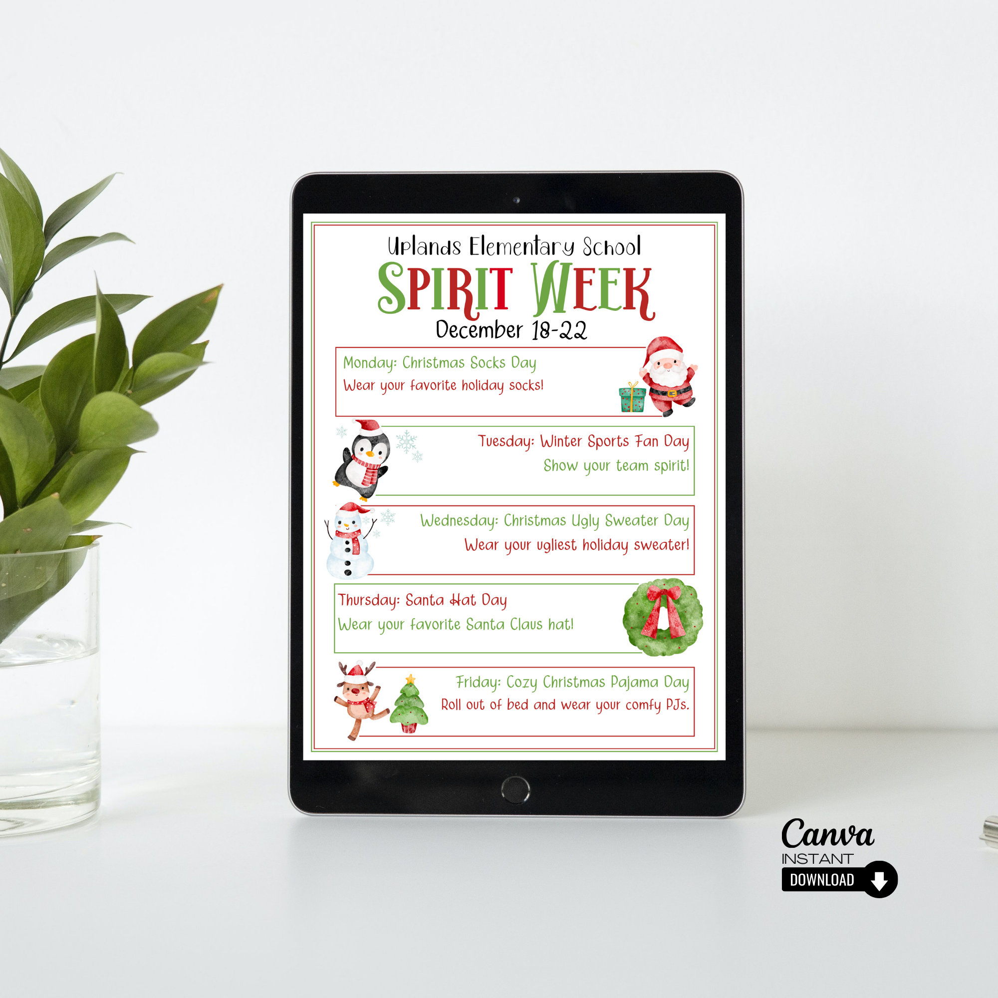 Editable Christmas School Spirit Week Flyer Template, Printable Holiday ...