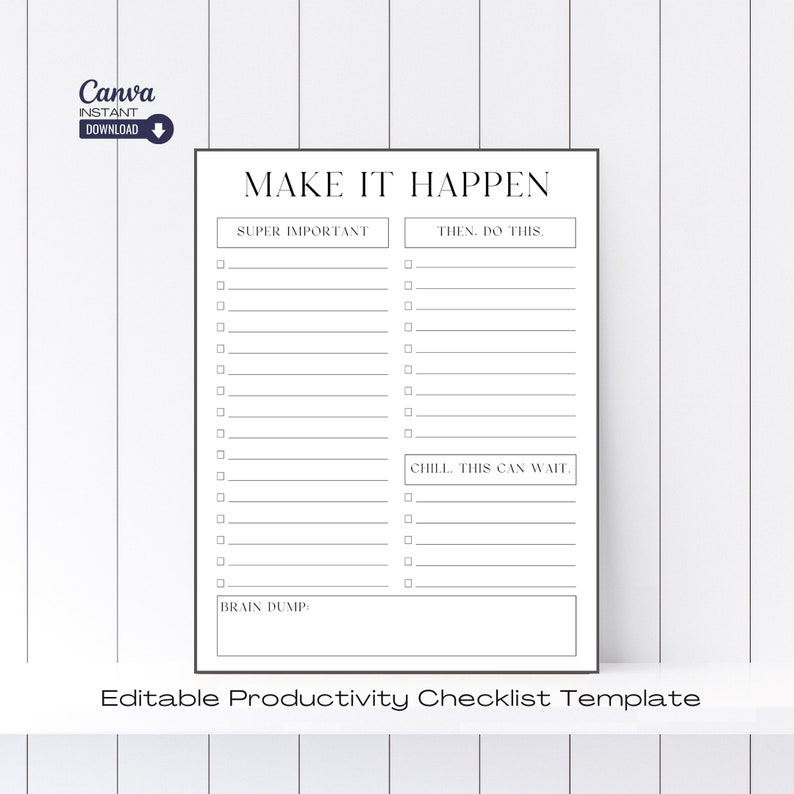 Editable Daily to Do List: Printable Productivity Planner (canva ...