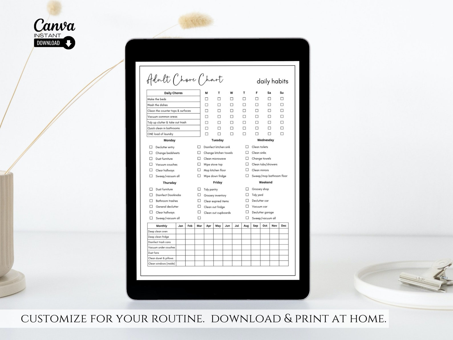 Editable Cleaning Checklist Planner Printable Daily and - Etsy
