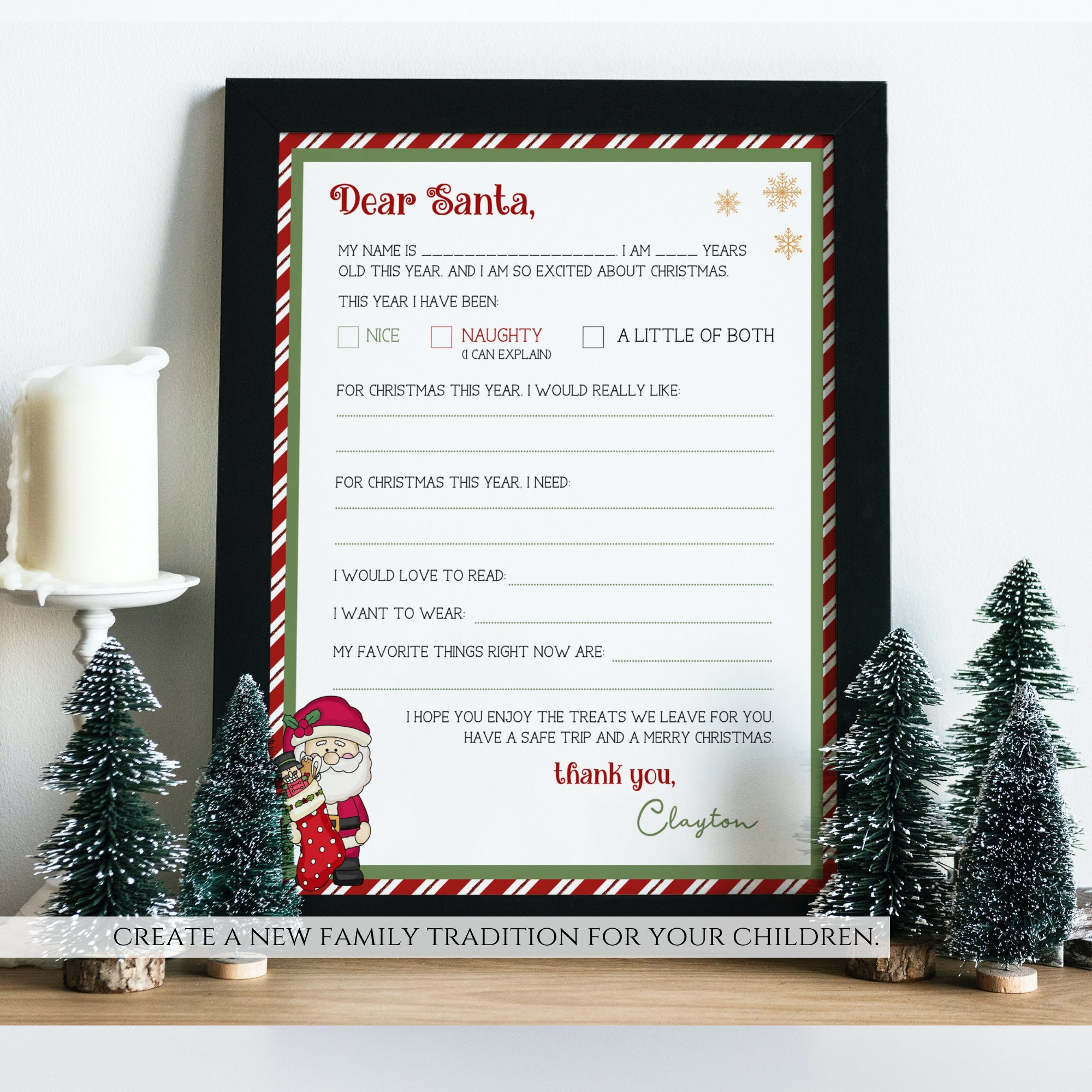 Editable Letter to Santa Printable Santa Letter Christmas - Etsy