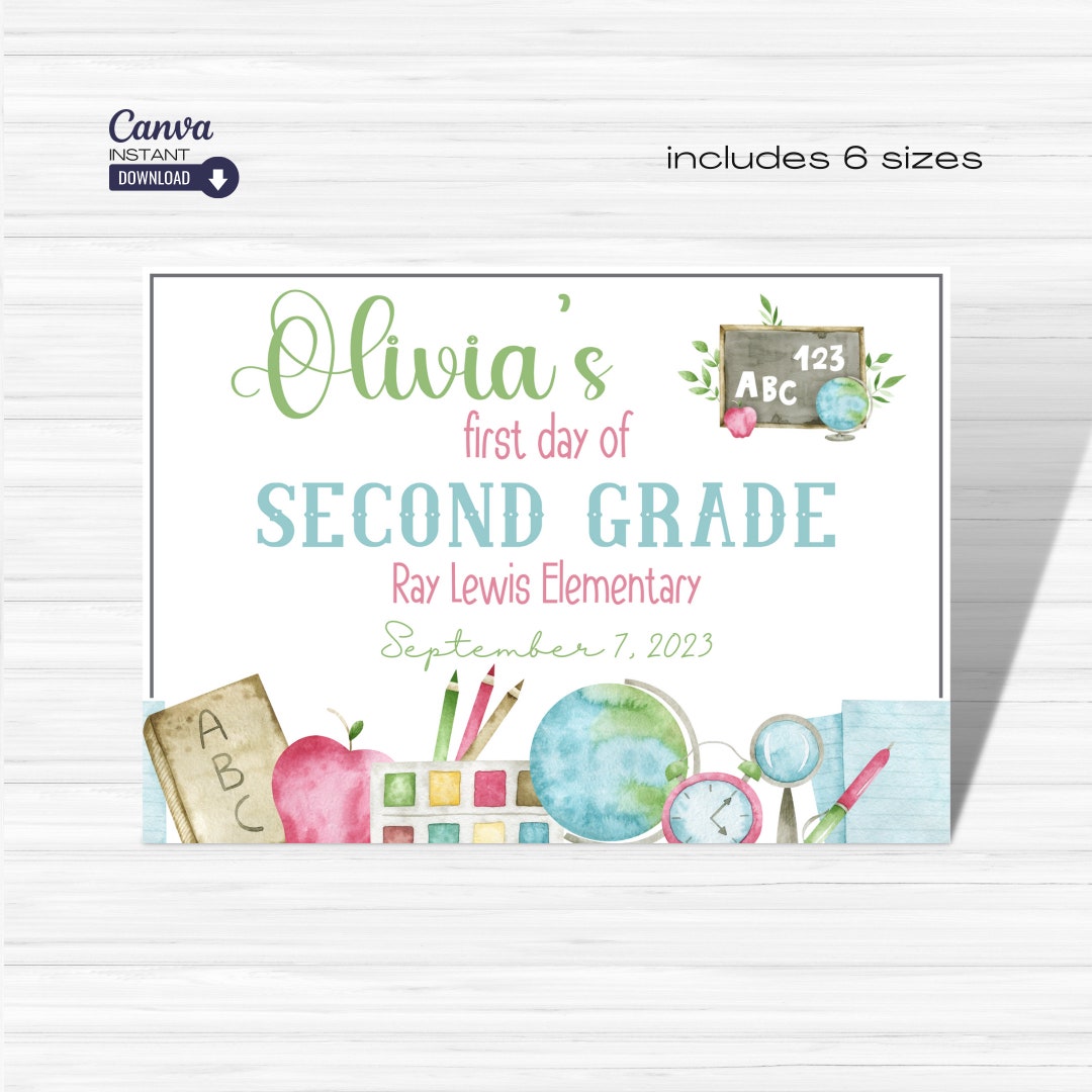 Printable First Day of School Sign, First Day Chalkboard Sign Printable ...