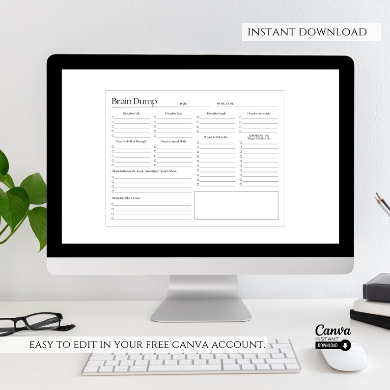 Editable ADHD Brain Dump Printable, ADHD Planner, to Do List Template ...