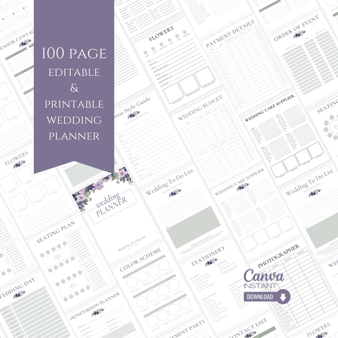Editable Wedding Planner Template, Printable Wedding Planner Book ...