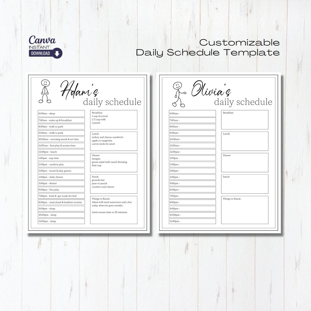 Editable Kids Daily Schedule, Printable Kids Summer Schedule ...