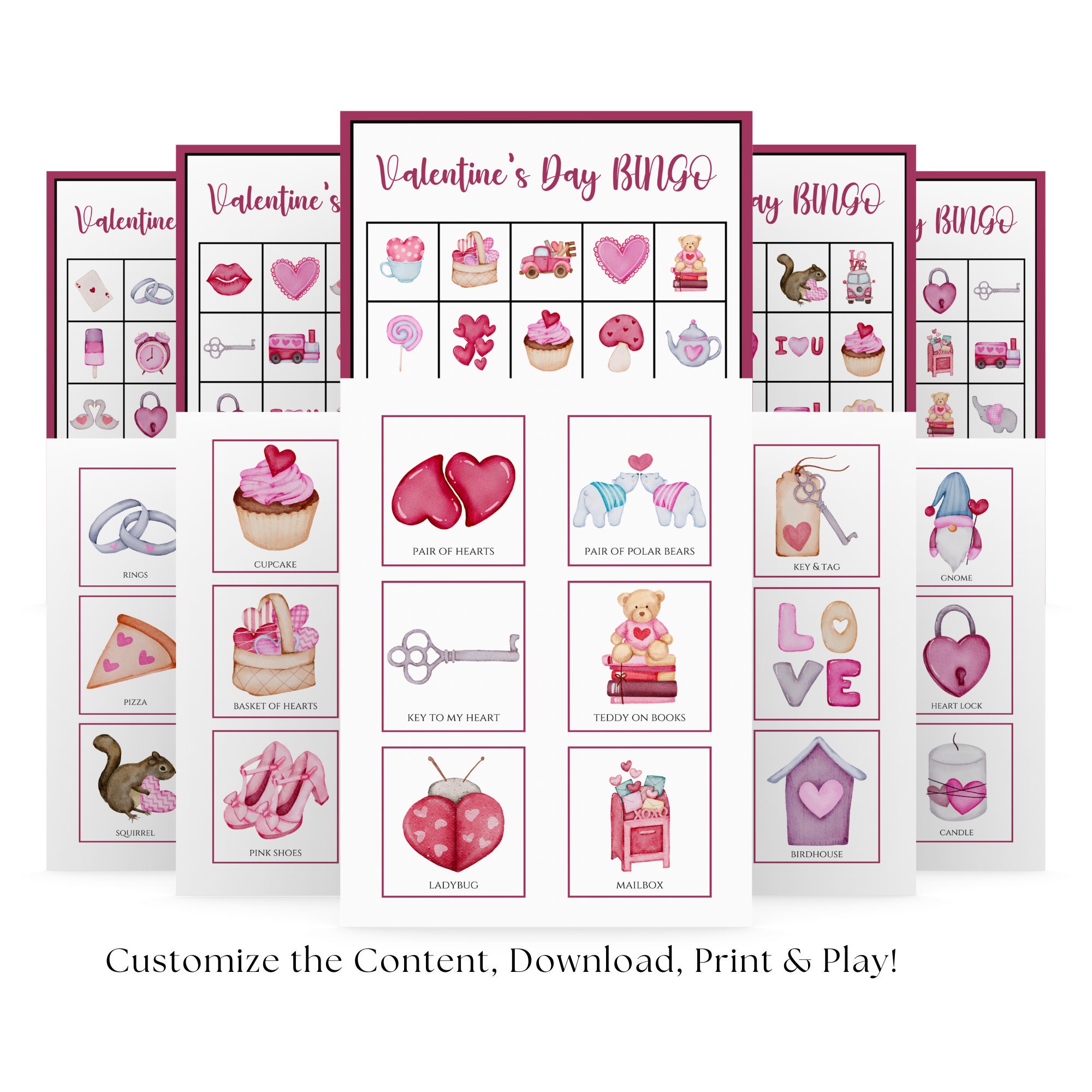 Editable Valentine BINGO, Printable Valentines BINGO Template ...