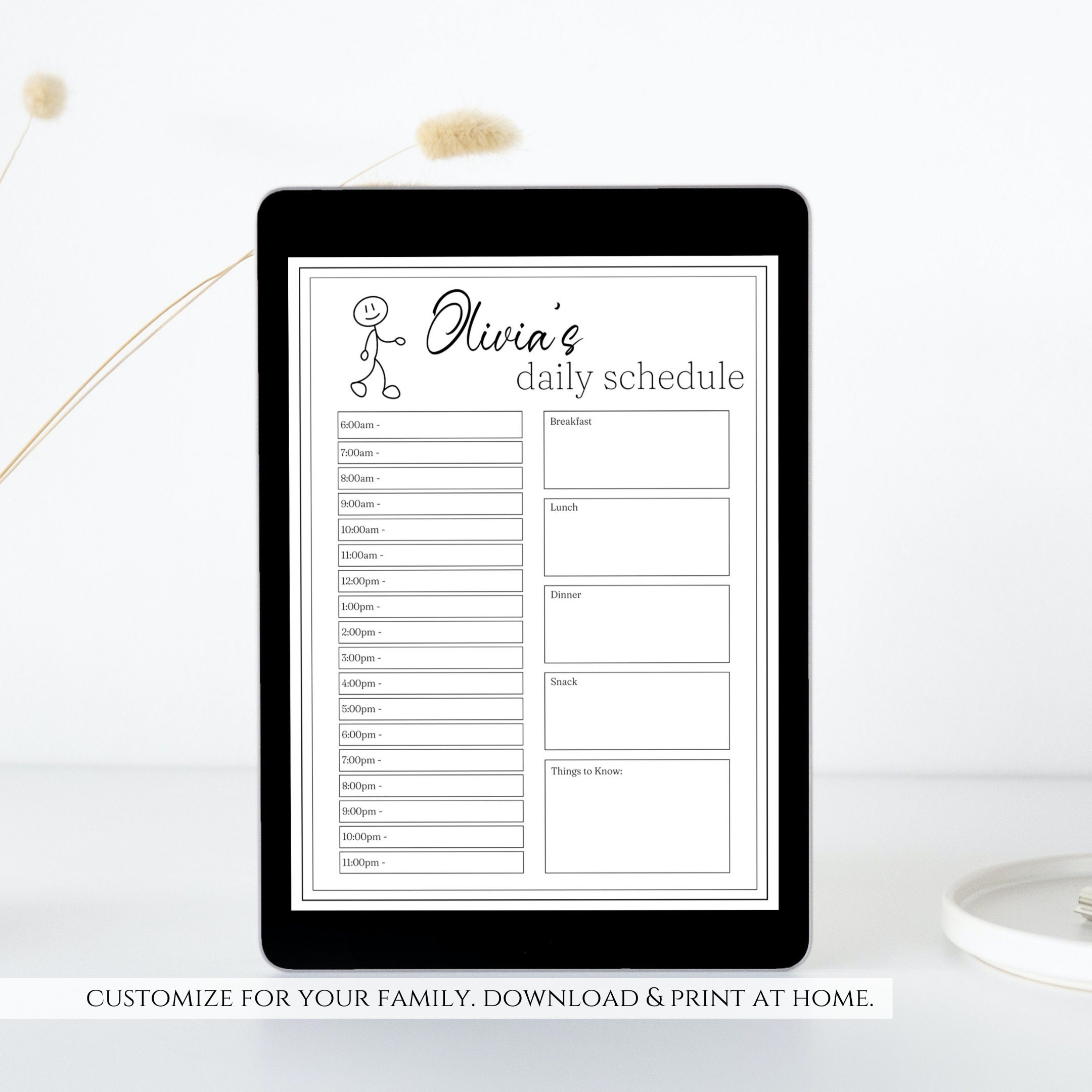 Editable Kids Daily Schedule, Printable Kids Summer Schedule ...