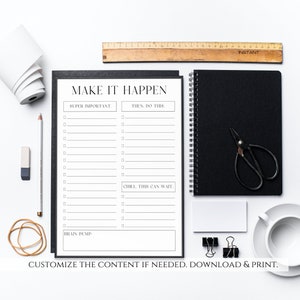 Editable Daily to Do List Template: Printable Planner (canva Template ...