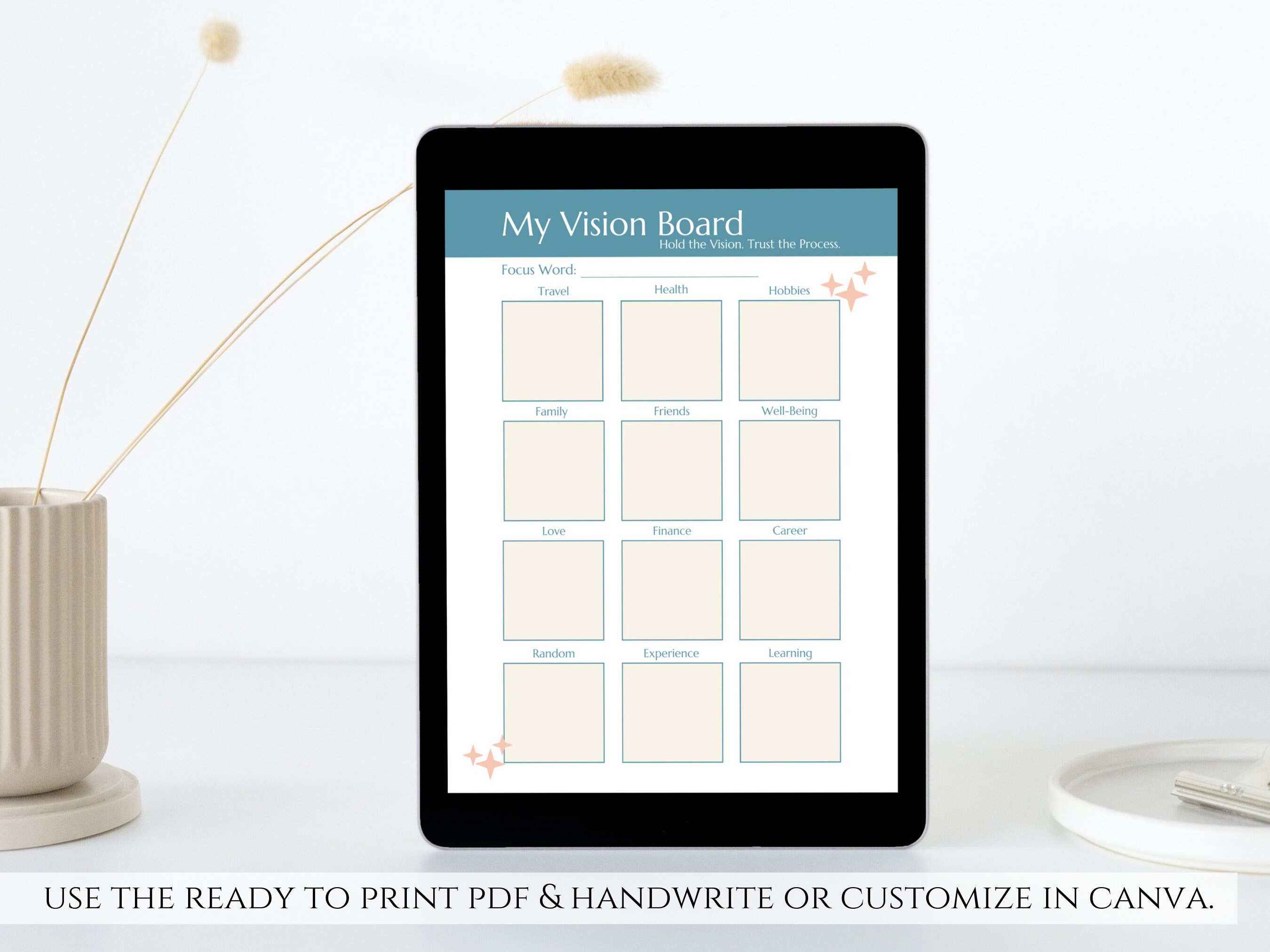 Editable Vision Board Template Printable Vision Board - Etsy UK