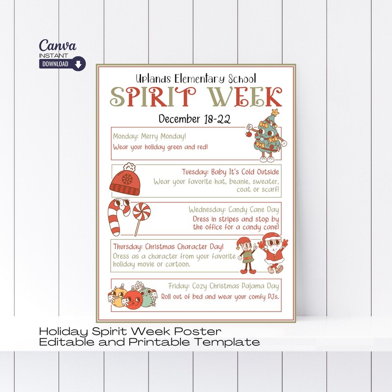 Holiday Spirit Week Flyer - Etsy