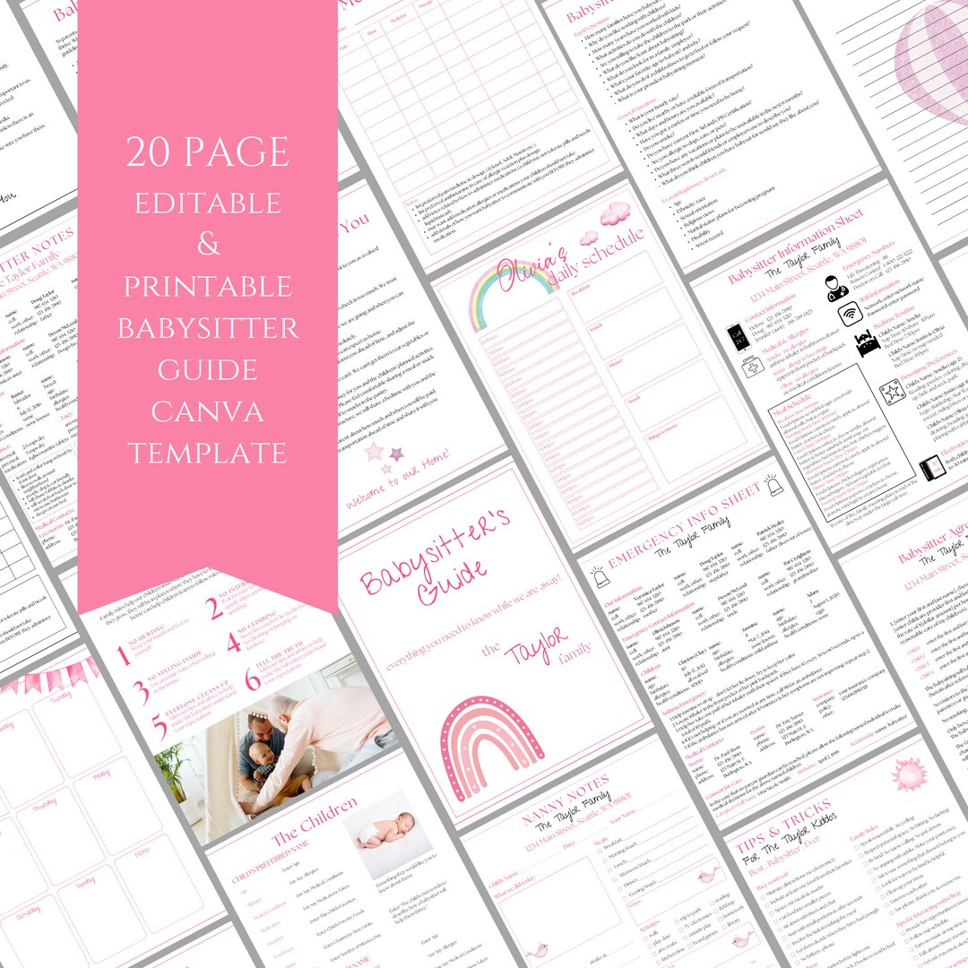 Editable Babysitter Planner, Printable Babysitter Guide, Nanny Notes ...
