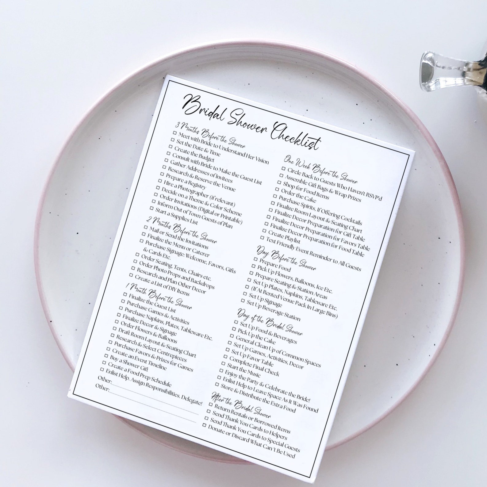 Editable Bridal Shower Planning Checklist Template, Printable Wedding ...
