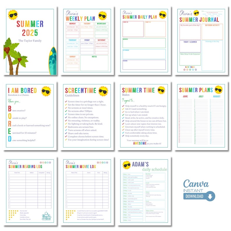 Editable Summer Planner, Printable Summer Organizer, Summer to Do List ...