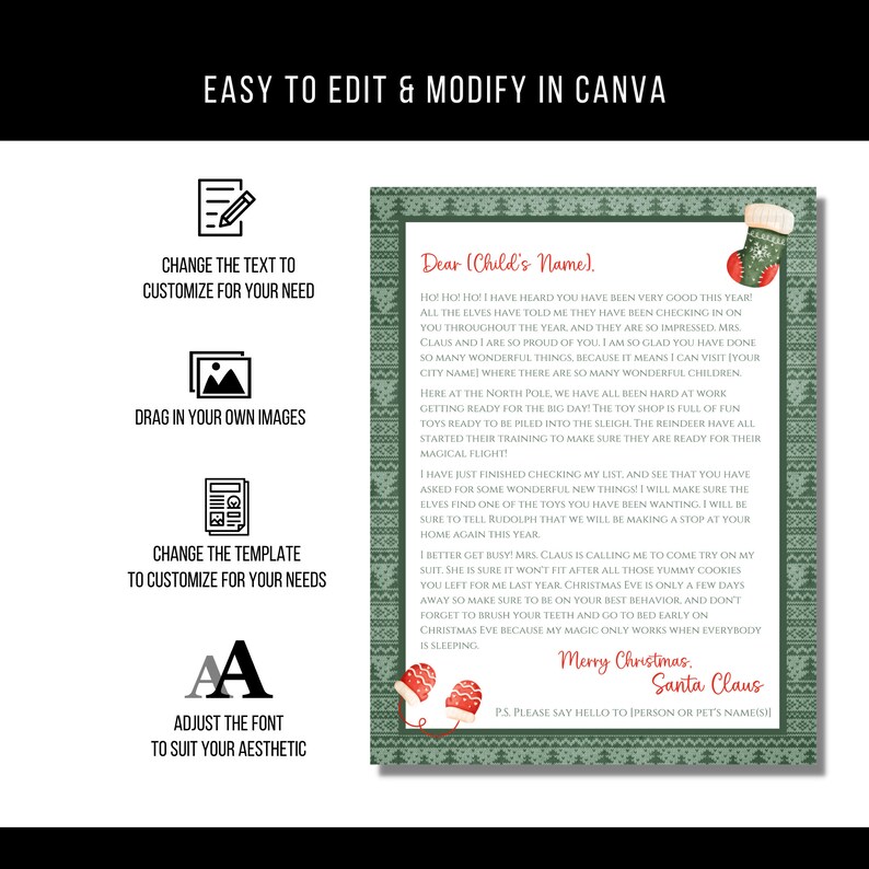 Editable Santa Letter Template Letter From Santa Template - Etsy