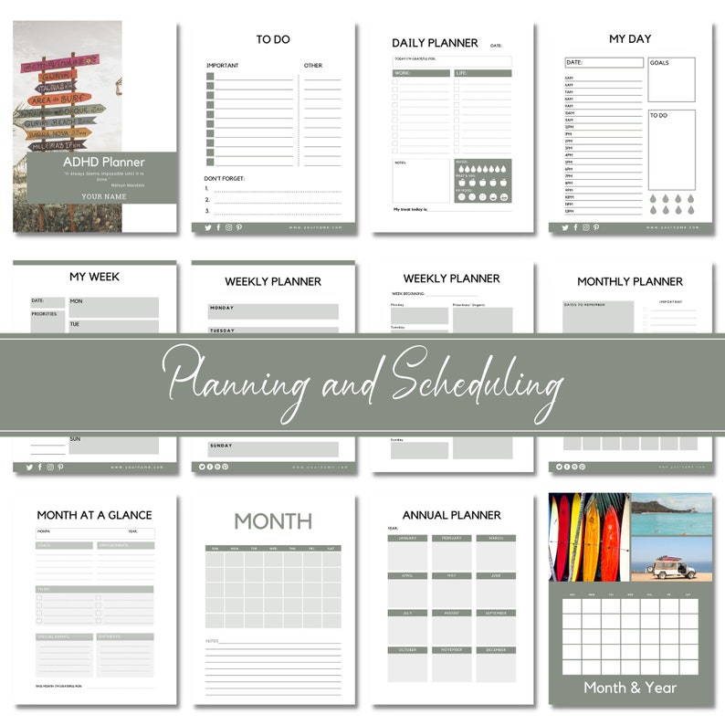 Editable ADHD Planner Template, Printable Adult ADHD Journal, Digital ...