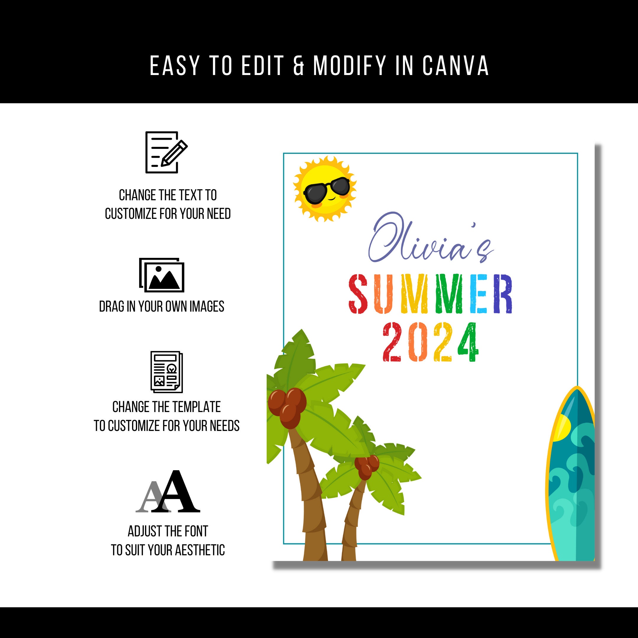 Editable Summer Bucket List Planner, Printable Summer Organizer, Summer ...