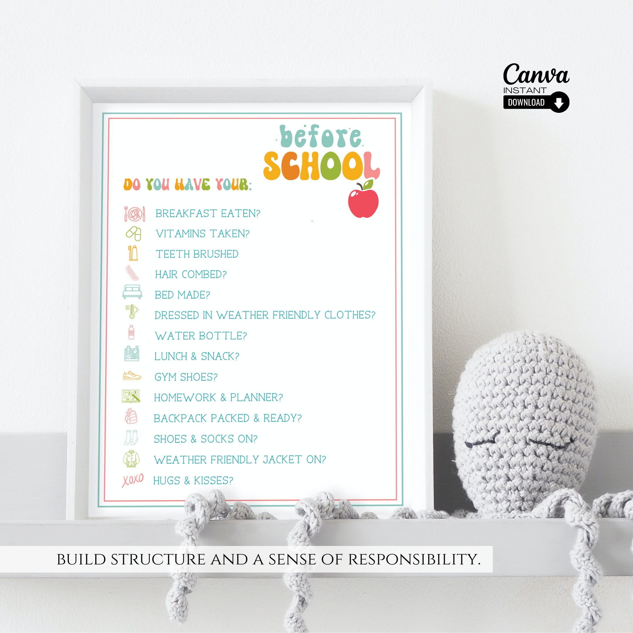 Editable Before & After School Checklist: Responsibility Chart (digital ...