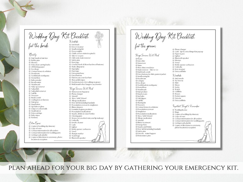 Editable Wedding Day Checklist Printable Wedding Day - Etsy