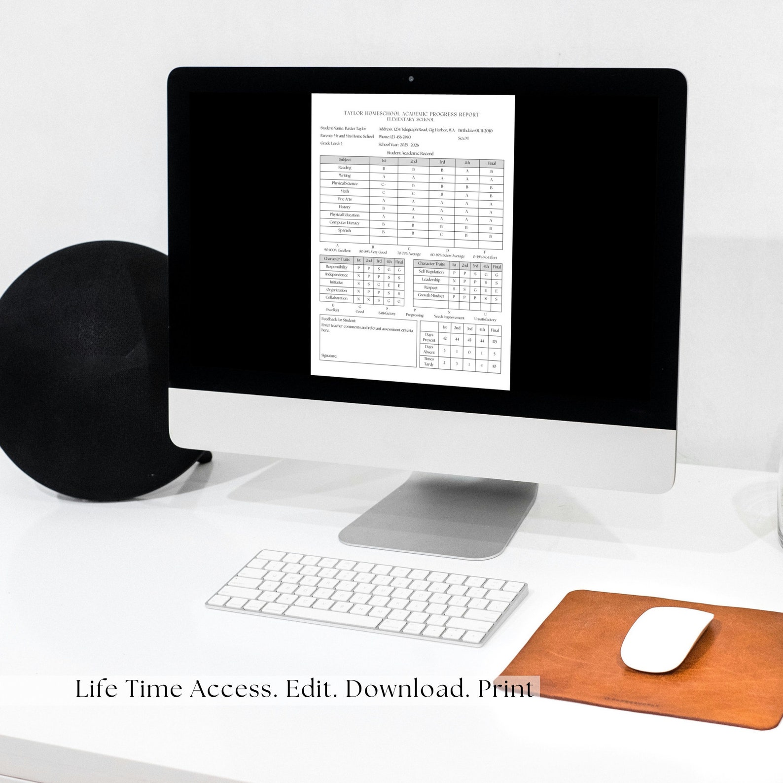 Editable Homeschool Report Card Template: Fillable Academic Record (digital Download) - Etsy