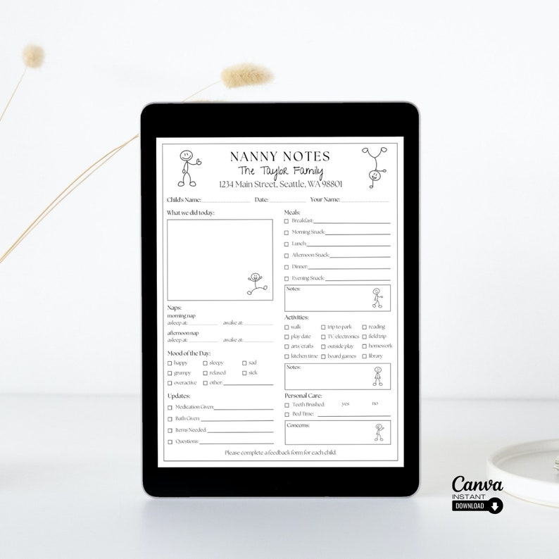 Editable Baby Care Daily Log, Printable Infant Care Tracker, Newborn ...