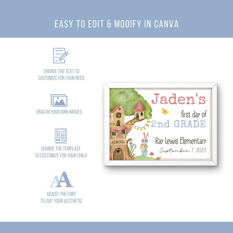 Printable First Day of School Sign Canva Template, First Day Photo Prop ...