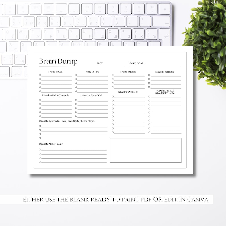 Editable ADHD Brain Dump Printable, ADHD Planner, to Do List Template ...