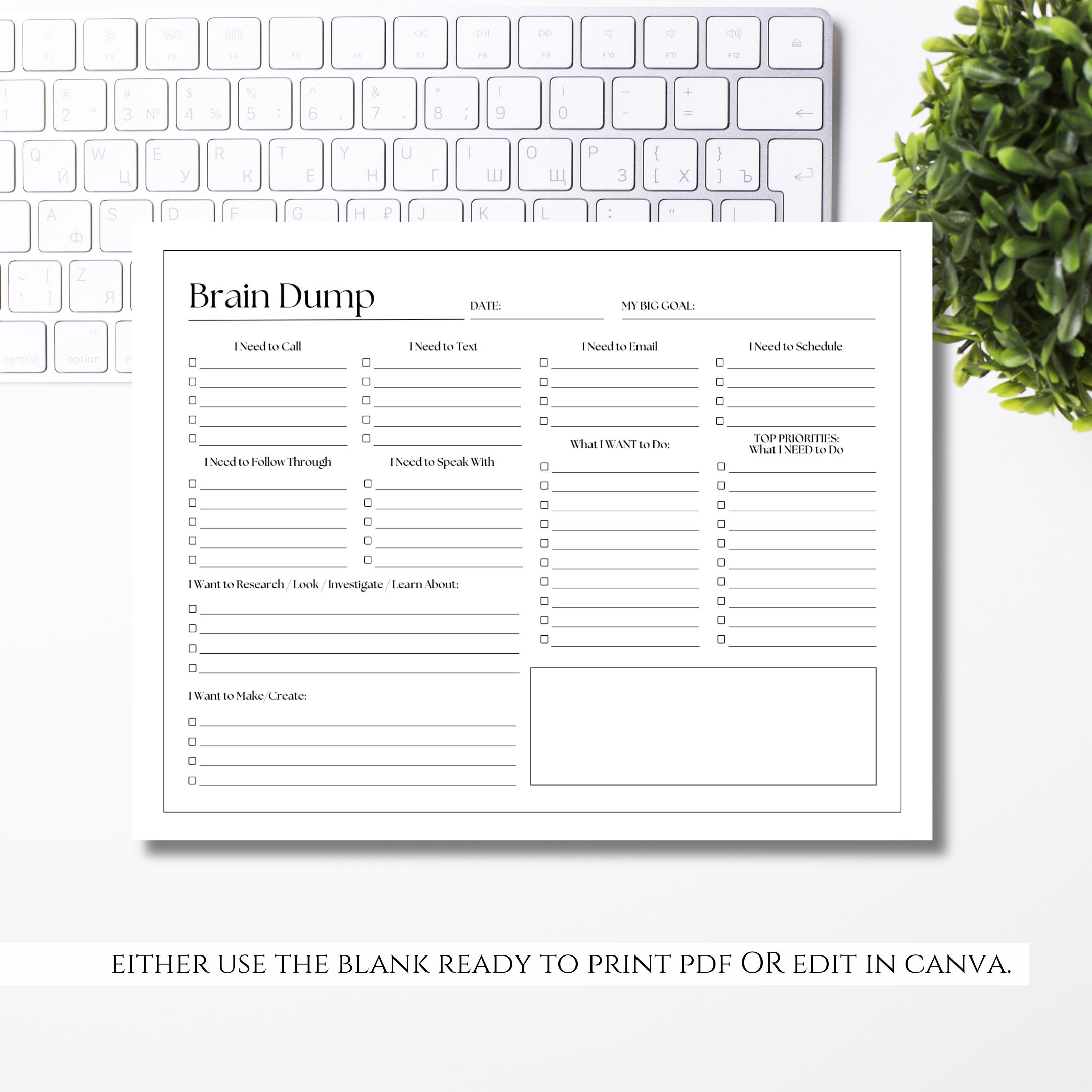 Editable Brain Dump & to Do List Templates (digital Download) - Etsy ...