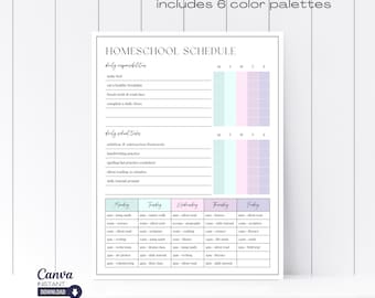 Homeschool Daily Schedule Printable Checklist Template Editable Kids ...