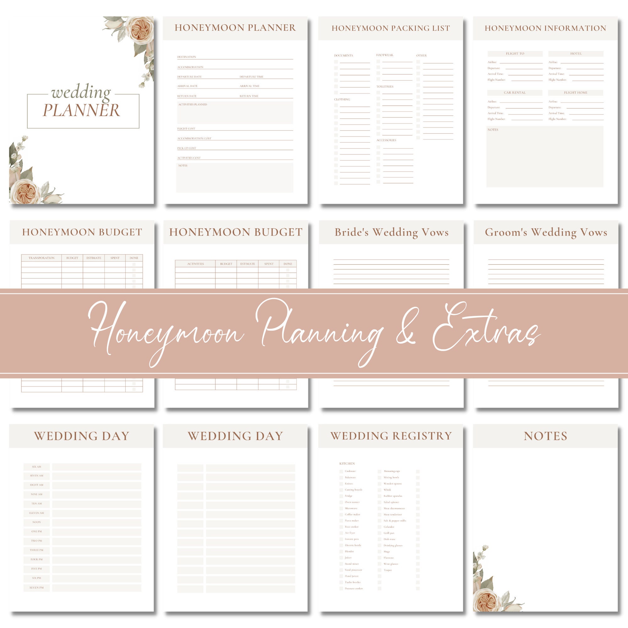 Editable Wedding Planner Template Printable Wedding Planner - Etsy
