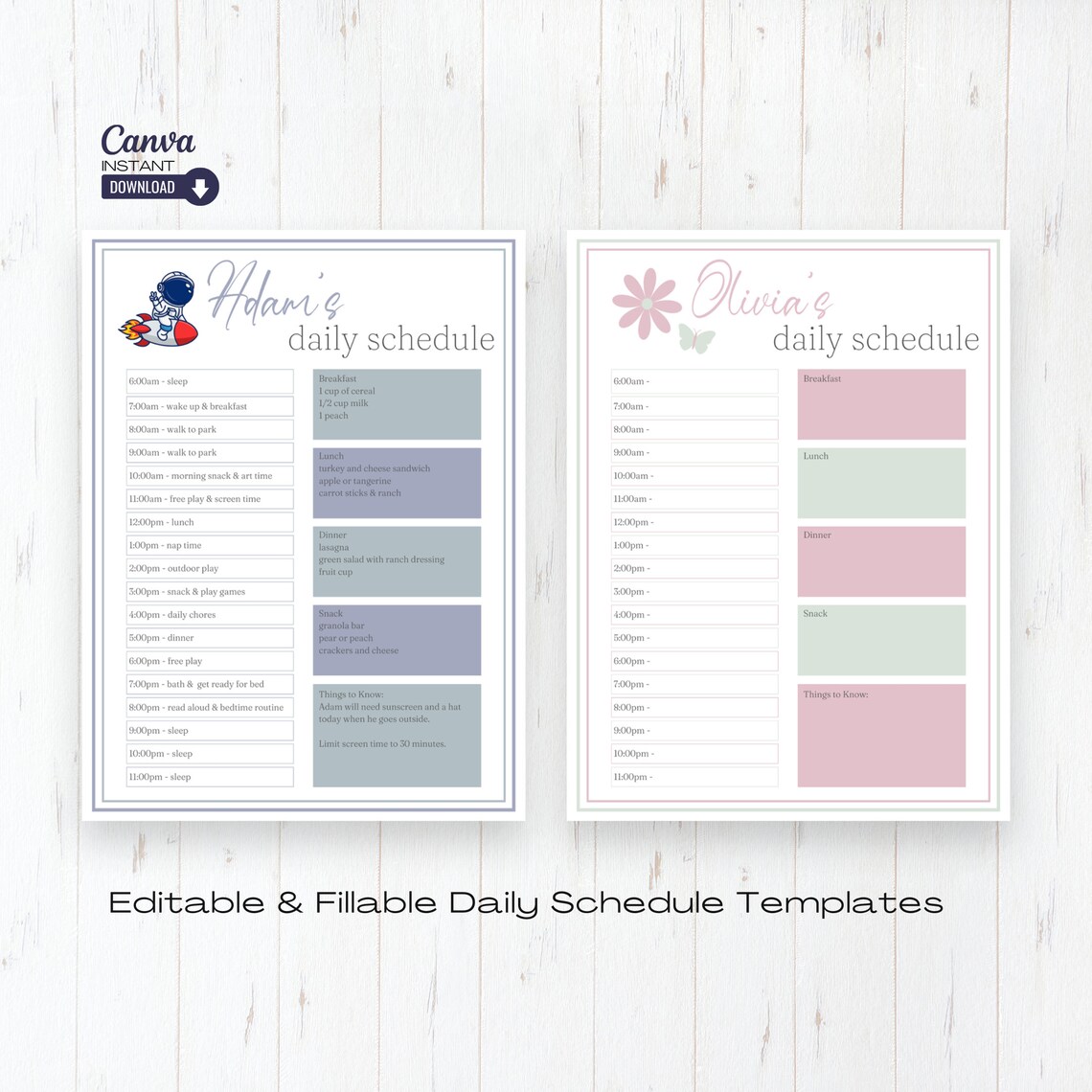Editable Child's Daily Schedule Template, Printable Visual Schedule ...