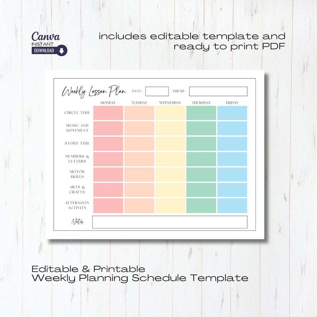 Editable Weekly Lesson Plan Schedule: Homeschool Teacher Planner ...
