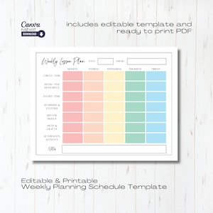 Editable Weekly Lesson Plan Schedule: Homeschool Teacher Planner ...