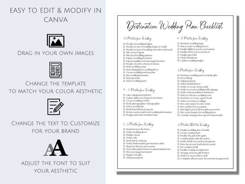 Editable Destination Wedding Checklist Printable Wedding - Etsy
