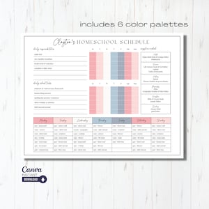 Editable Homeschool Checklist: Daily Schedule Template (canva Template ...