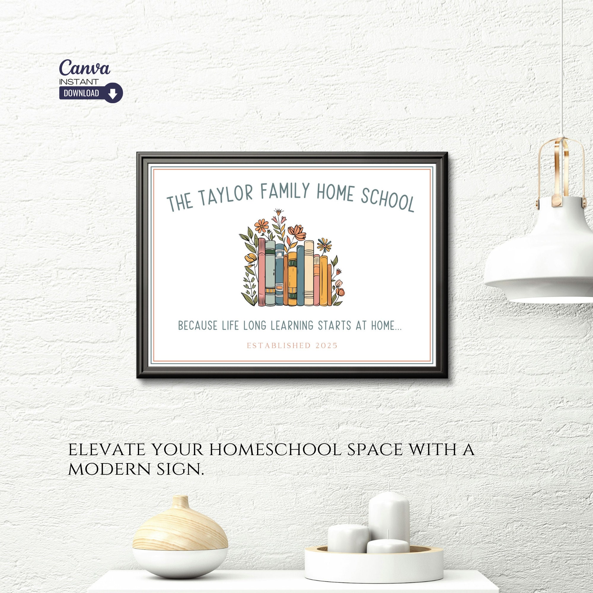 Editable Homeschool Sign Template, Printable Home School Room Art ...