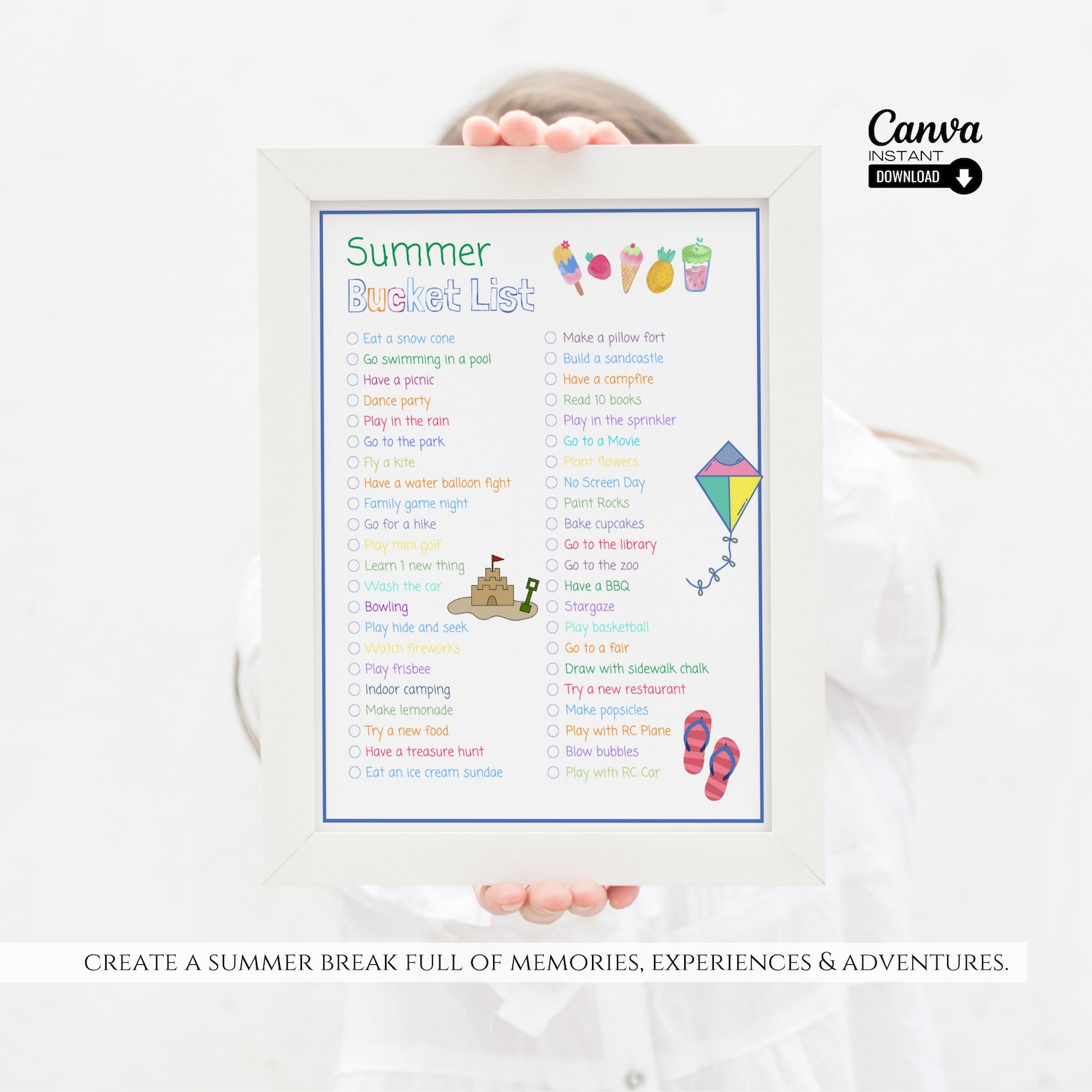 Editable Summer Bucket List, Printable Summer to Do List, Summer ...