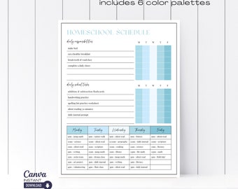 Homeschool Daily Schedule Printable Checklist Template Editable Kids ...