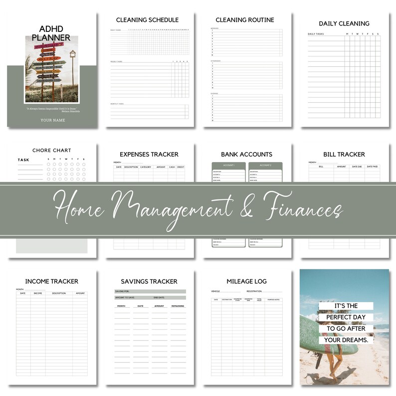 Editable ADHD Planner Template, Printable Adult ADHD Journal, Digital ...