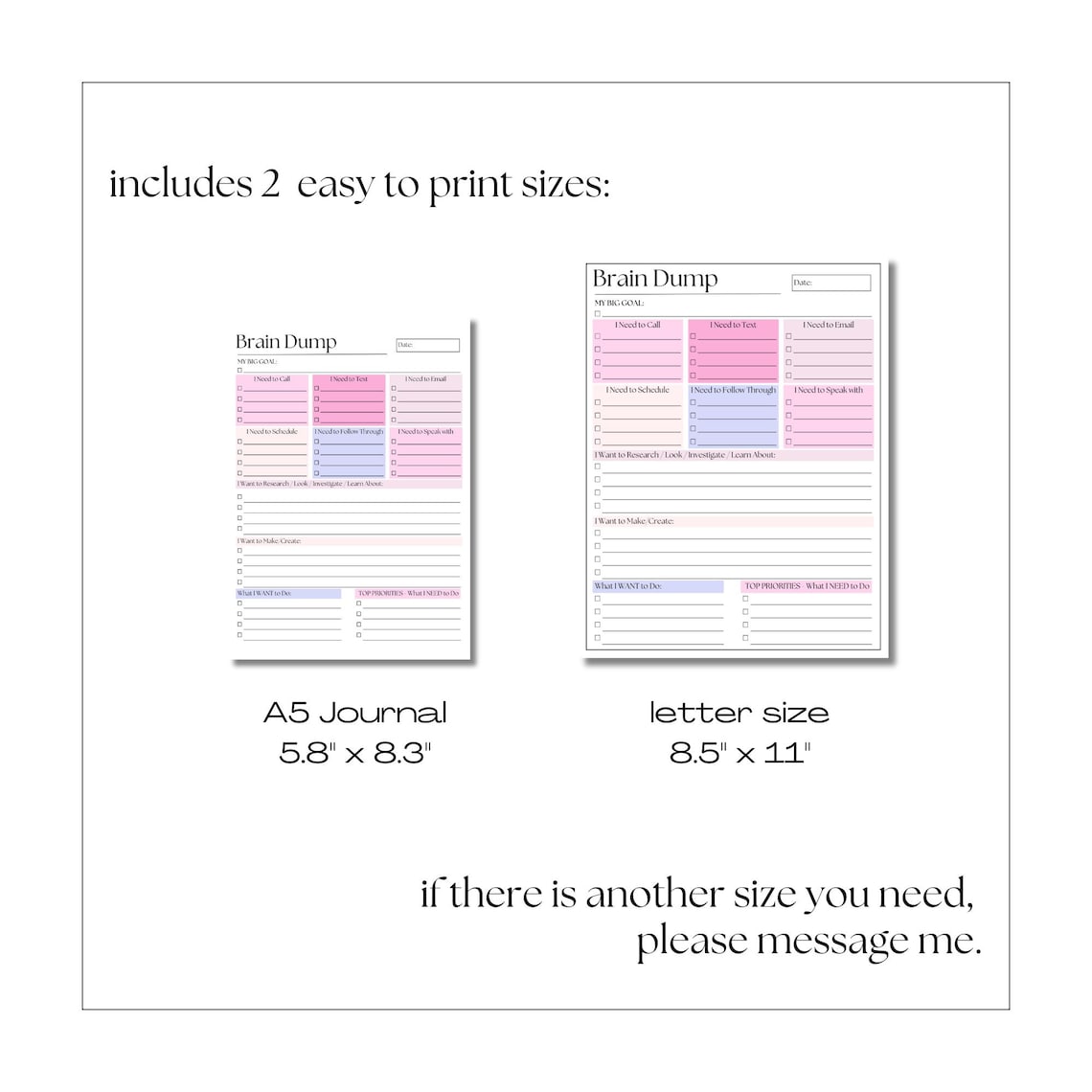 Editable ADHD Brain Dump Printable, ADHD Planner, to Do List Template ...