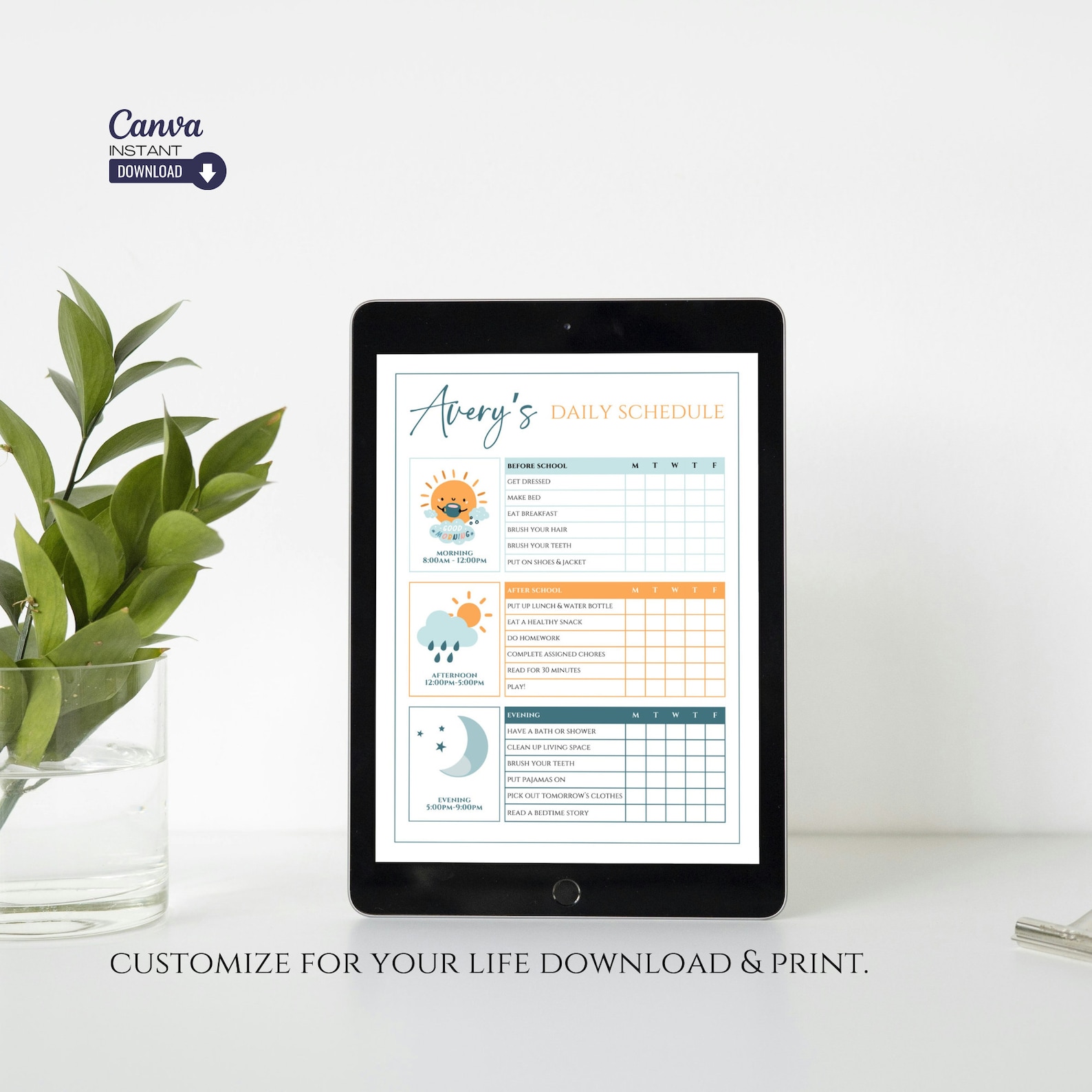 Editable Kids Daily Routine Checklist Template, Printable Chore Chart ...