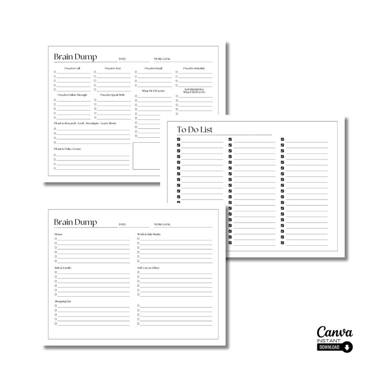 Editable ADHD Brain Dump Printable, ADHD Planner, to Do List Template ...