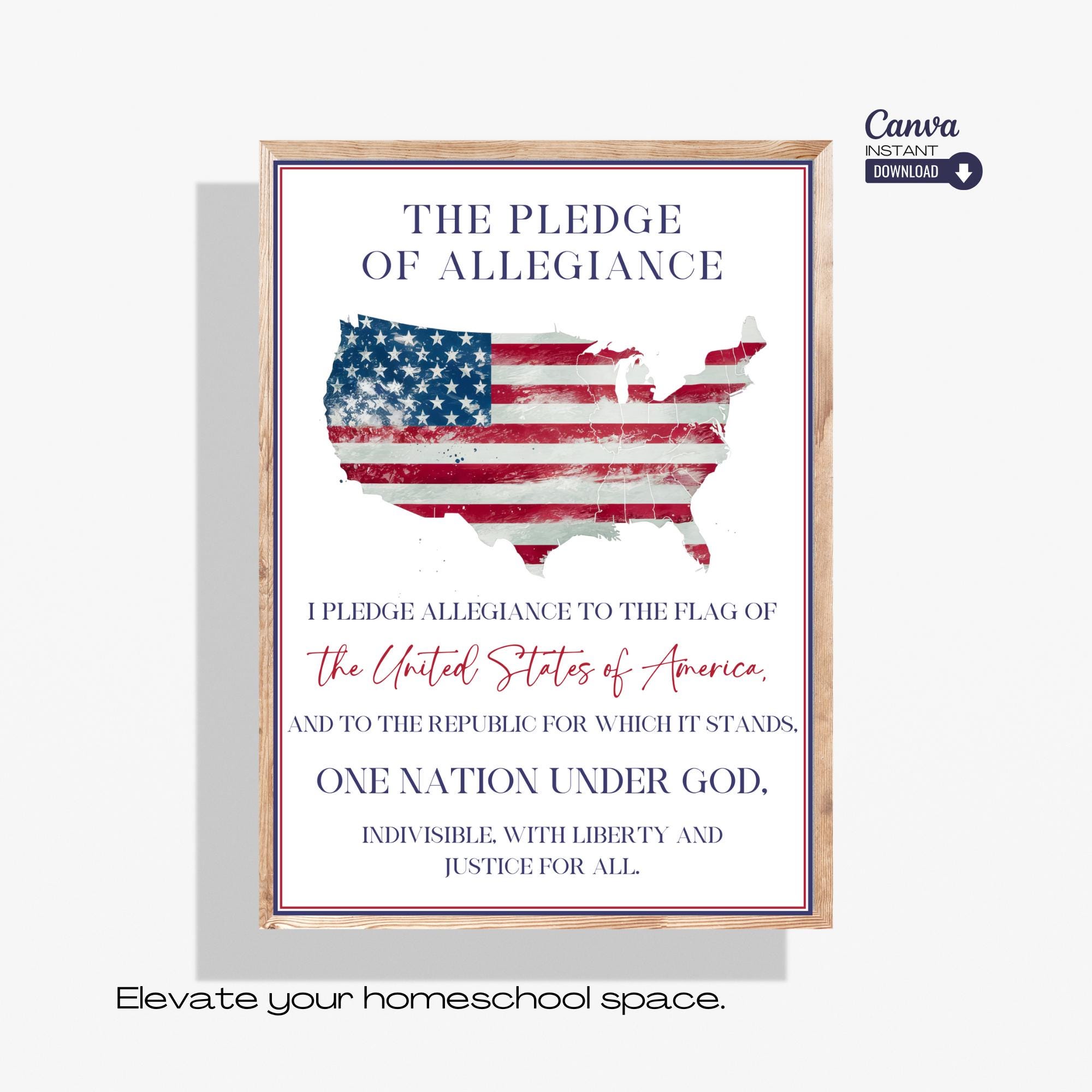 Pledge of Allegiance Classroom Poster: American Flag Printable (digital ...