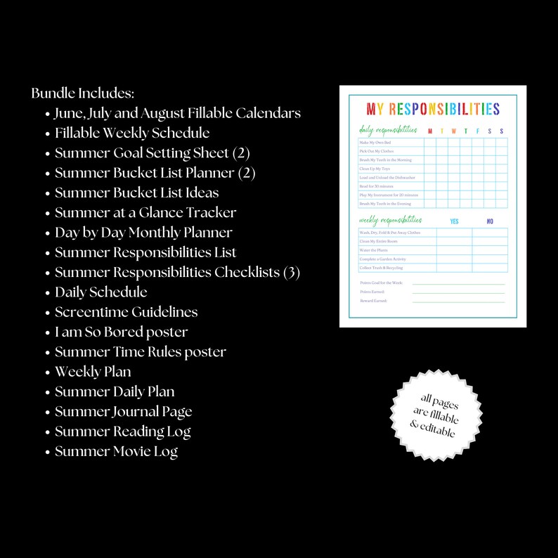 Editable Summer Planner Printable Summer Organizer Summer to - Etsy