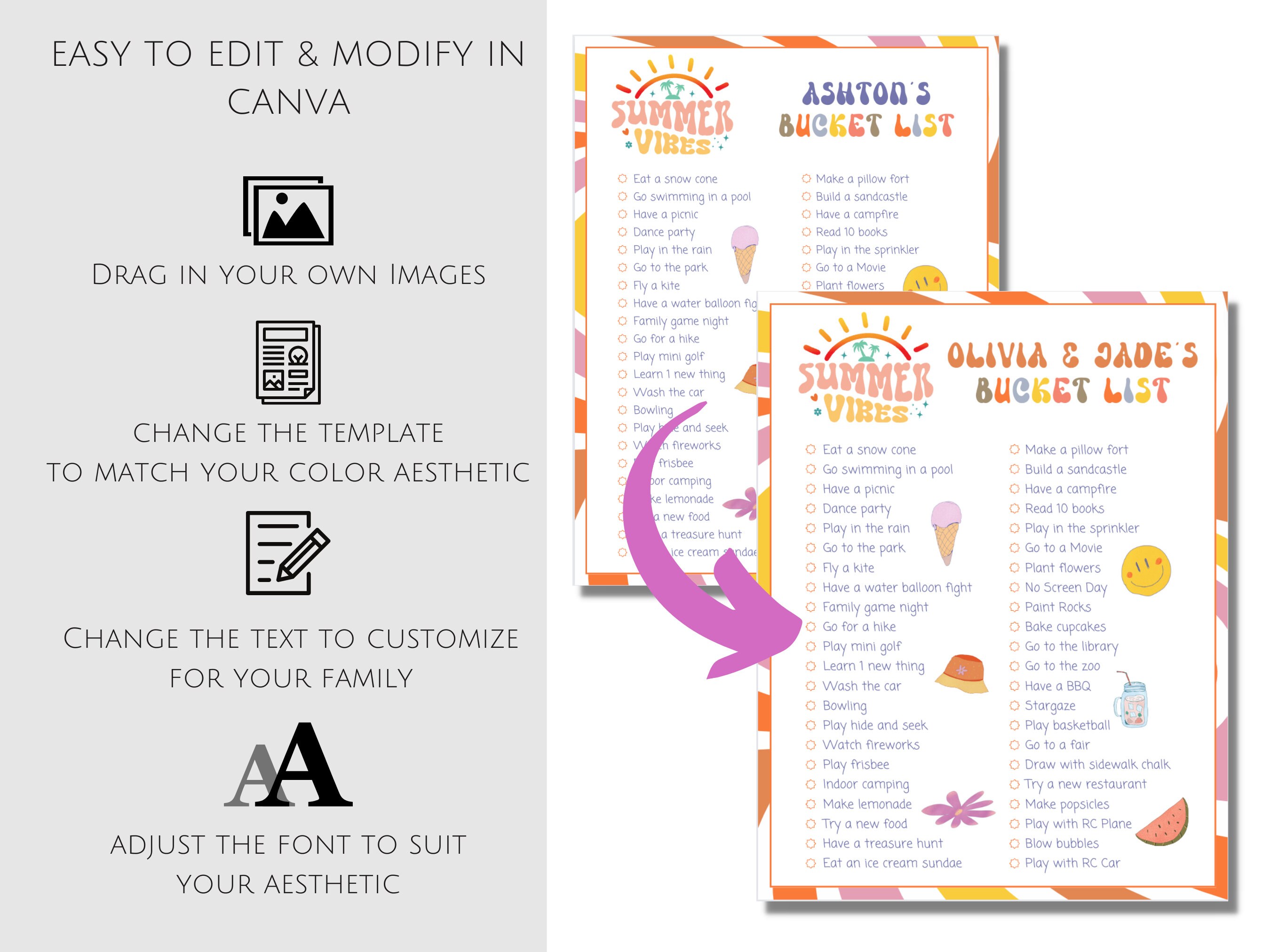 Editable Summer Bucket List Printable Summer to Do List - Etsy