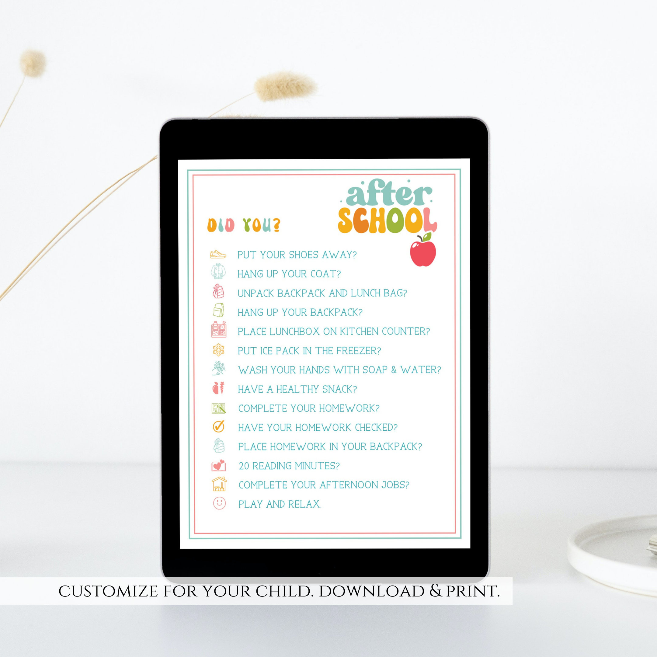 Editable Before & After School Checklist: Responsibility Chart (digital ...